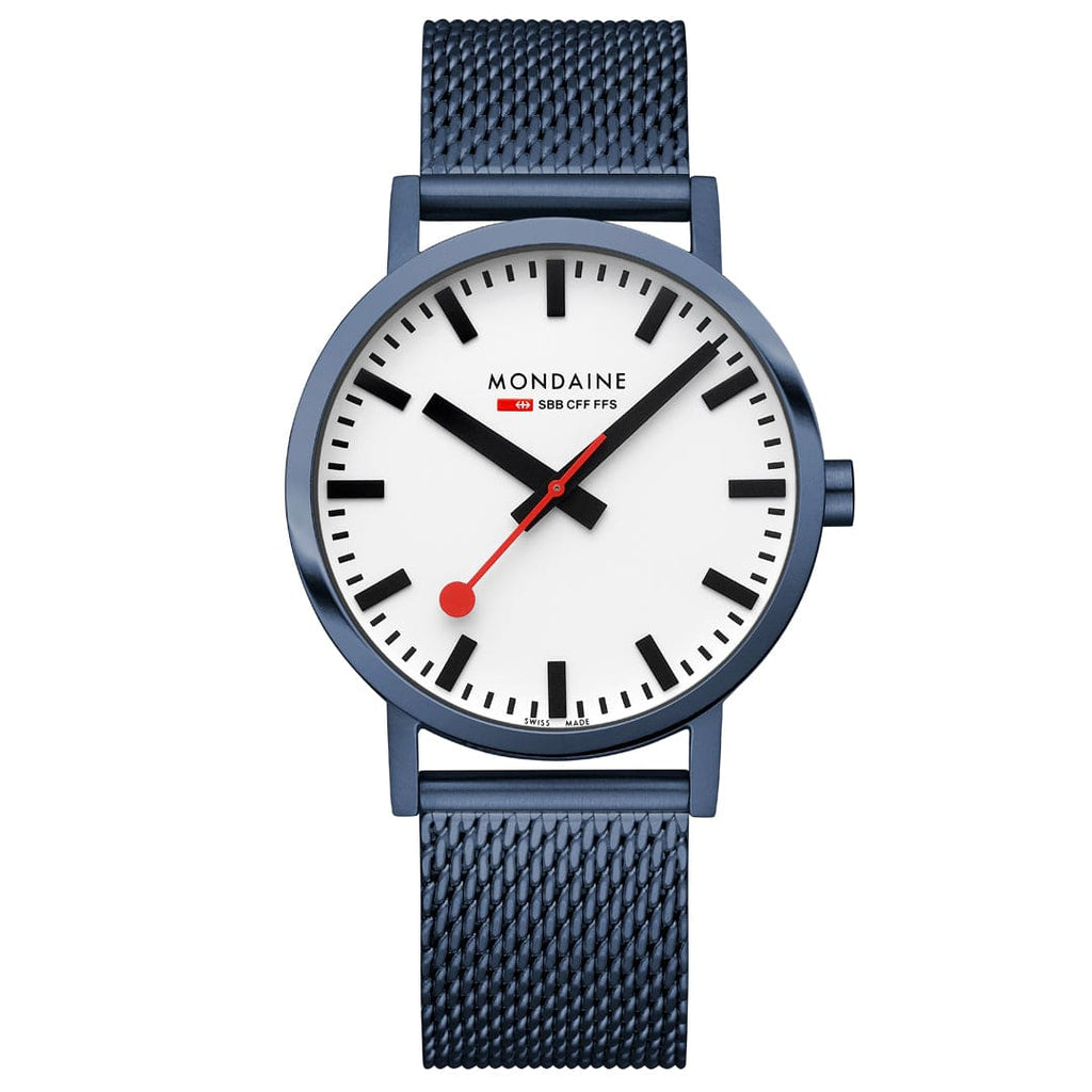 Classic, Brushed Steel, 40 mm, Blue Stainless Steel Watch – Mondaine ...
