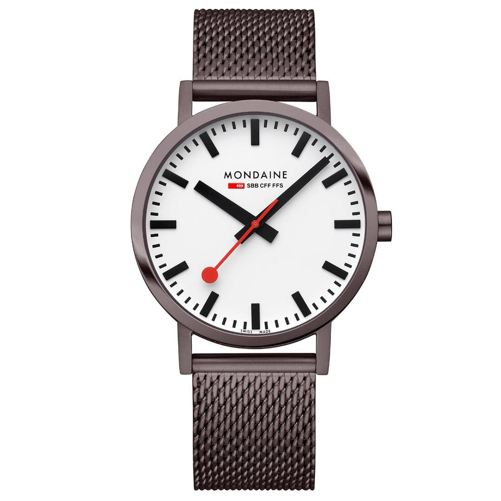 Classic, Brushed Steel, 40 mm, Brown Stainless Steel Watch – Mondaine ...