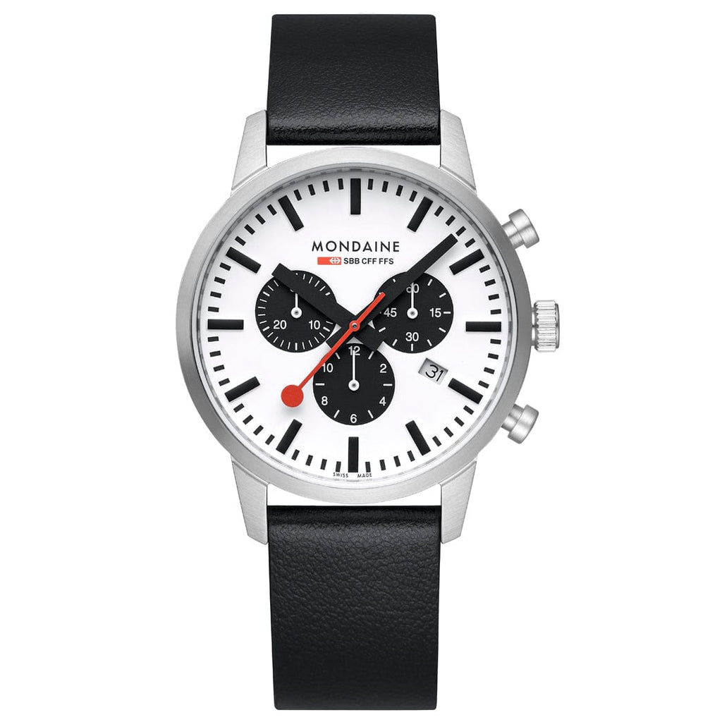 NEO, Brushed Steel, 41 mm, Black Vegan Grape Leather – Mondaine Watches